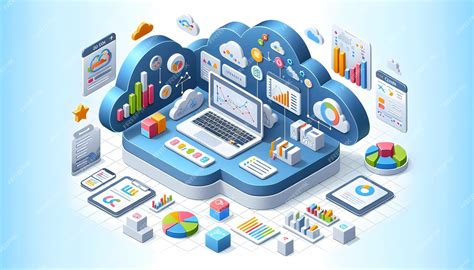 3d Flat Vector As Cloud Based Analytics And Big Data With Data