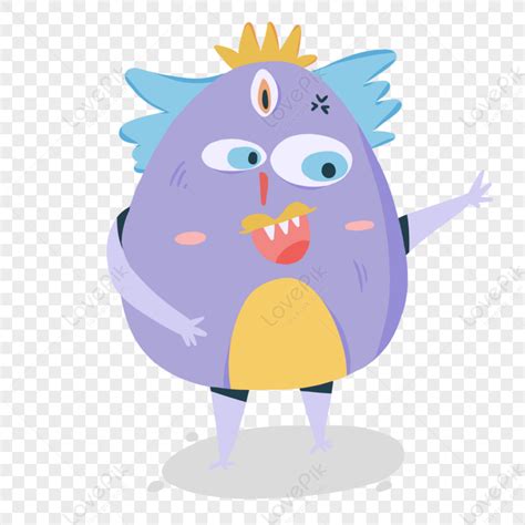 보라색 세 눈 만화 일러스트 귀여운 스타일 멩 작은 괴물캐릭터아이들 Png 일러스트 무료 다운로드 Lovepik