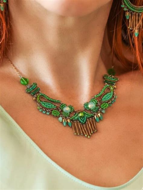 Ayala Bar C2000 Green Hook Beaded Earrings Grassland Set