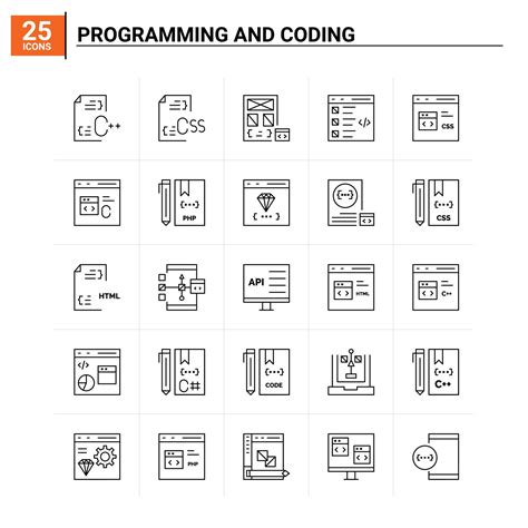 25 Programming And Coding Icon Set Vector Background 18005807 Vector