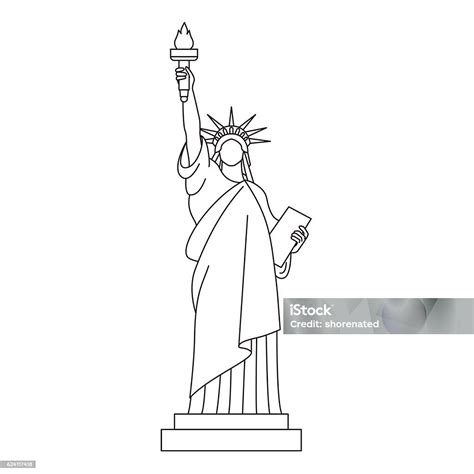 Vetores De Estátua Da Liberdade Ilustração Da Linha Vetorial E Mais