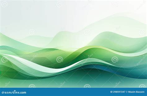 Light Green Light Abstract Waves On A White Background Generated By Ai
