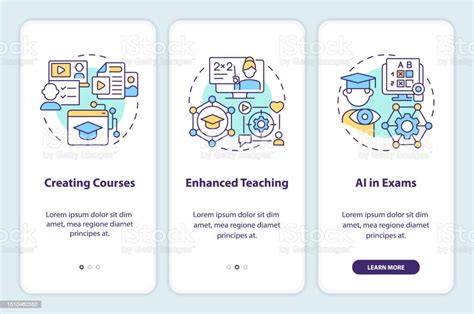 Walkthrough Ai In Education With Linear Icons Stock Illustration