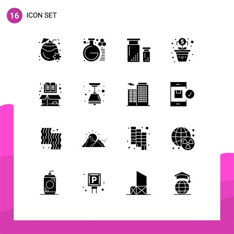 Pack Of 16 Modern Solid Glyphs Signs And Symbols For Web Print Media