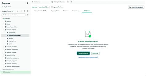 set validation rules for your schema compass mongodb docs