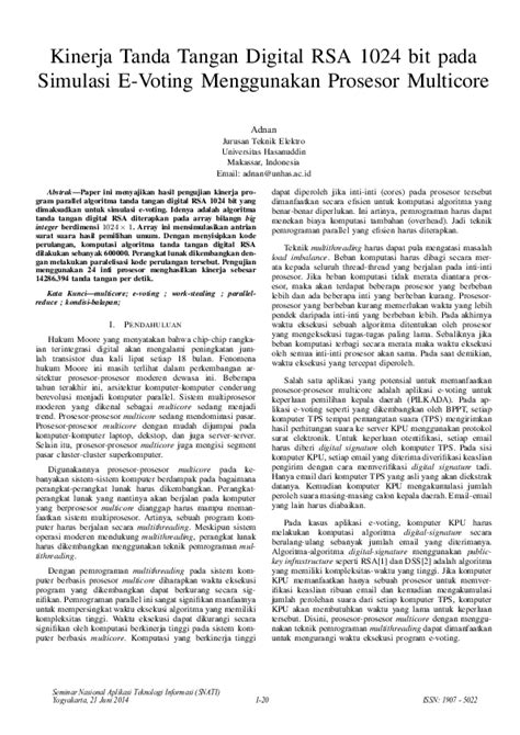 Pdf Kinerja Tanda Tangan Digital Rsa 1024 Bit Pada Simulasi E Voting