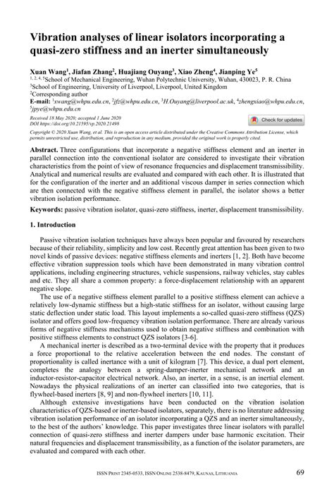 pdf vibration analyses of linear isolators incorporating a quasi zero