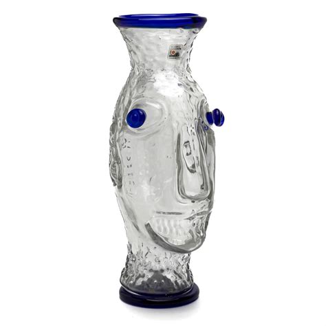 Blenko Glass Company Blue Face Vase Auction