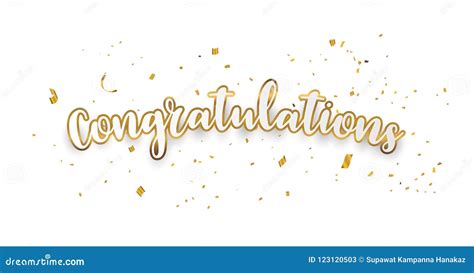 Congratulations Gold Celebration Background With Confetti Stock Vector
