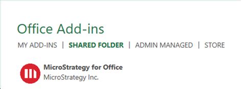 Kb484812 The Microstrategy For Office Add In Is Not Visible In The Shared Folder When Trying To