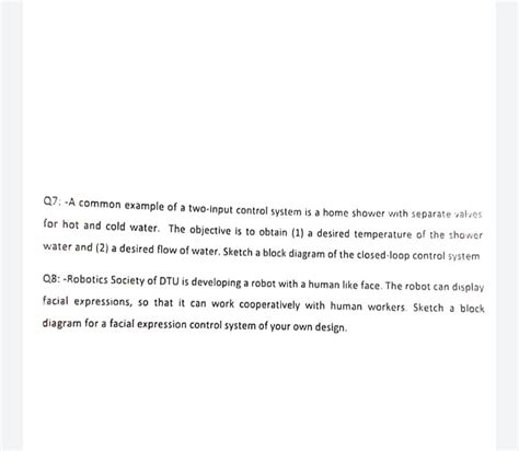 Solved Q7 A Common Example Of A Two Input Control System