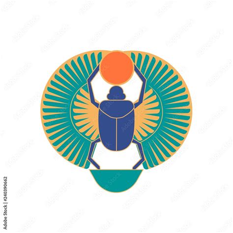 Scarab Beetle Holding Sun Ancient Egyptian Hieroglyphic Sign Or