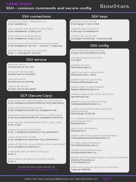 ssh cheat sheet common commands and secure config pdf secure shell communications protocols