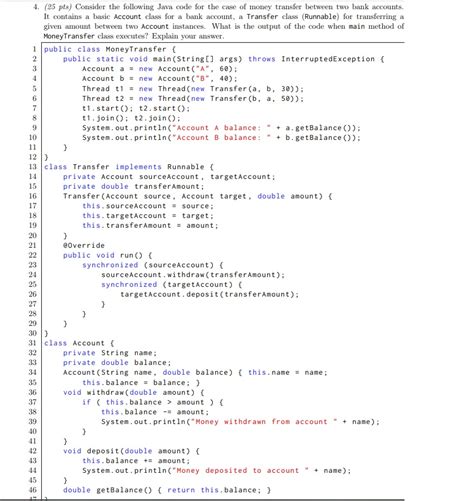 Solved 4 25 Pts Consider The Following Java Code For The