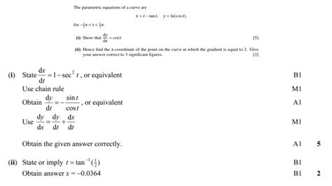 Parametric Differentiation A Level Past Paper Questions For Cambridge 9709