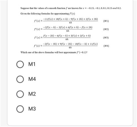 Solved Suppose That The Values Of A Smooth Function F Are Chegg