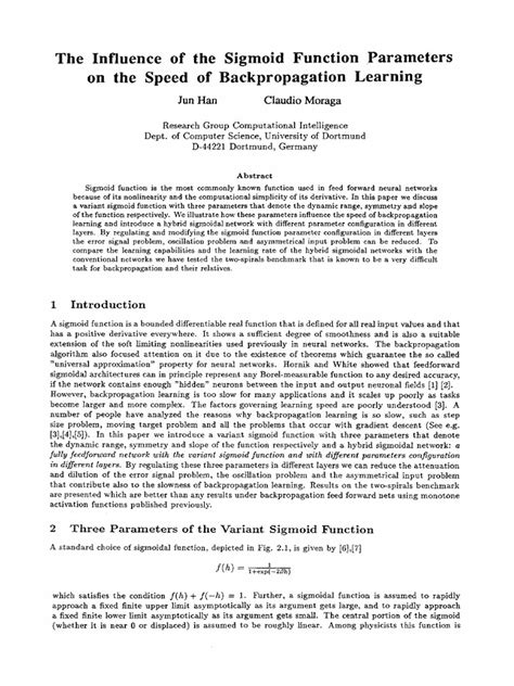 The Influence Of The Sigmoid Function Parameters On The Speed Of