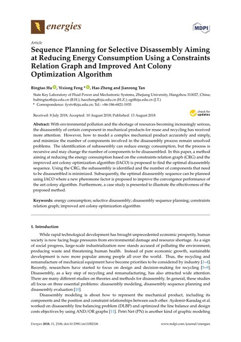 pdf sequence planning for selective disassembly aiming at reducing energy consumption using a