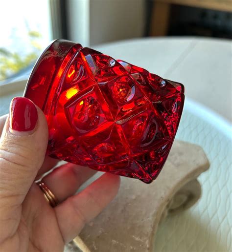 Pair Of Small Red Bar Glasses Ruby Red Glass Whiskey Glasses Set Of Two