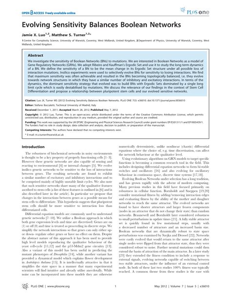 pdf evolving sensitivity balances boolean networks