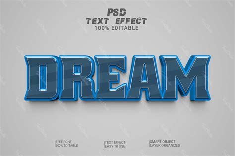 Dream Blue 3d Font Style Effect Photoshop Premium Psd File