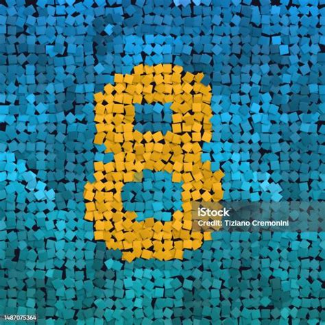 창조적 인 알파벳 파란색 배경에 노란색 숫자 8의 3d 렌더링 모자이크 효과 8에 대한 스톡 사진 및 기타 이미지 8 0명