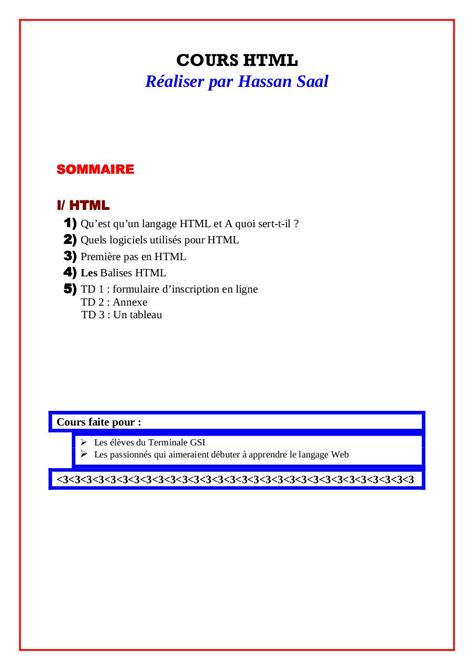 Aperçu Du Fichier Cours Htmlpdf Développeur