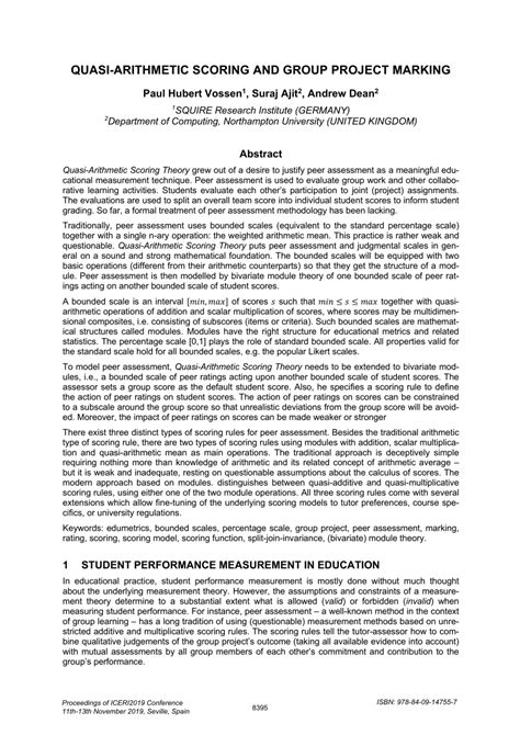 Pdf Quasi Arithmetic Scoring And Group Project Marking