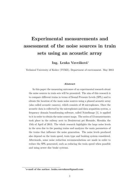 Experimental Measurements And Assessment Of The Noise Sources In Train