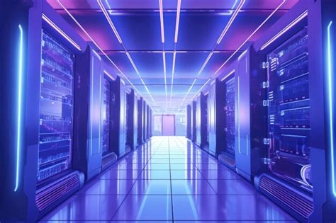 Server Computer Architecture Illuminated Premium Ai Generated Image