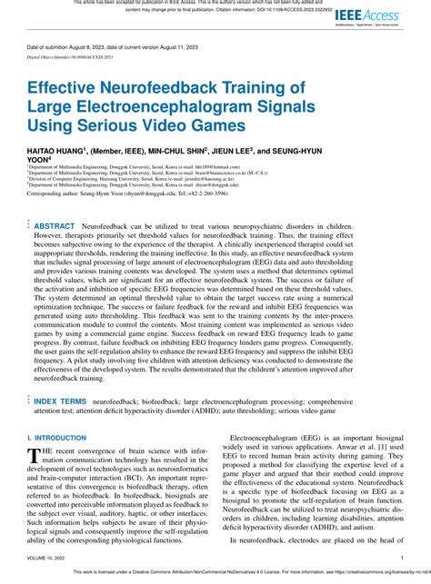 Pdf Effective Neurofeedback Training Of Large Electroencephalogram Signals Using Serious Video