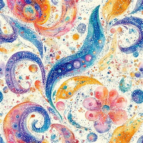 Colorful Abstract Floral Patterns With Swirls And Vibrant Colors Stock Illustration