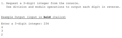 Solved 1 Request A 3 Digit Integer From The Console Use