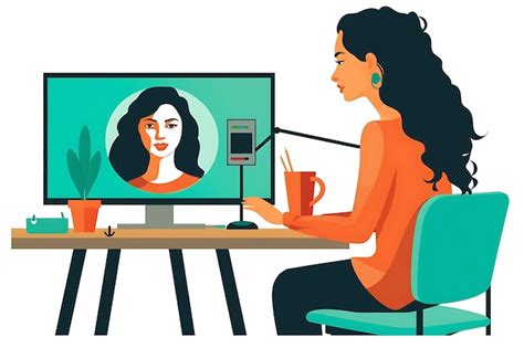 Actress Using Computer To Communicate Premium Ai Generated Vector