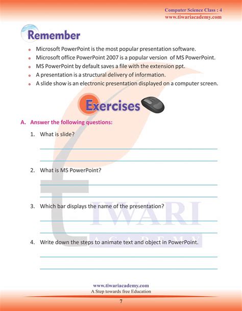 Class 4 Computer Science Chapter 8 Ms Powerpoint