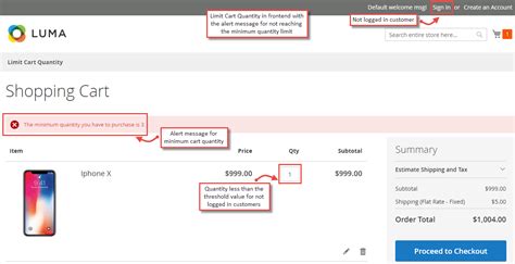 magento 2 limit cart quantity set min max cart quantity