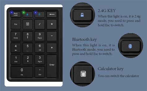 Lazmin112 Wireless Numeric Keypad 22 Keys 24g Bluetooth Number Keyboard With