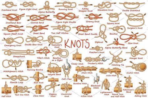 Rope Knots Set Learn Different Types Of Knots Pictures Of Knots
