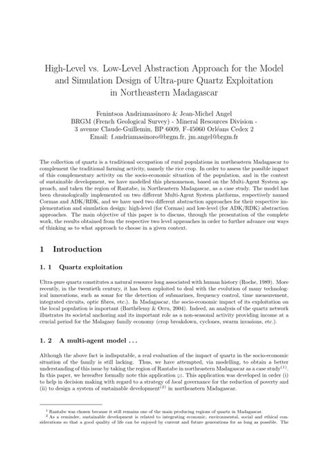 Pdf High Level Vs Low Level Abstraction Approach For The Model And
