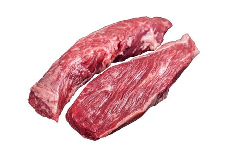 Bavette Raw Beef Meat Steak or Sirloin Flap on Marble Board. Isolated ...