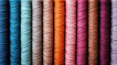 Vibrantly Colored Cotton Threads In Vertical Textured Background