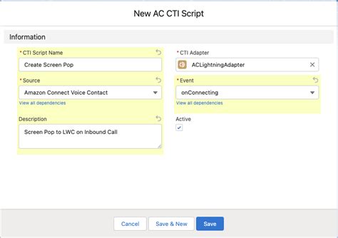 Amazon Connect Integration With Salesforce Open Cti Custom Screen Pop