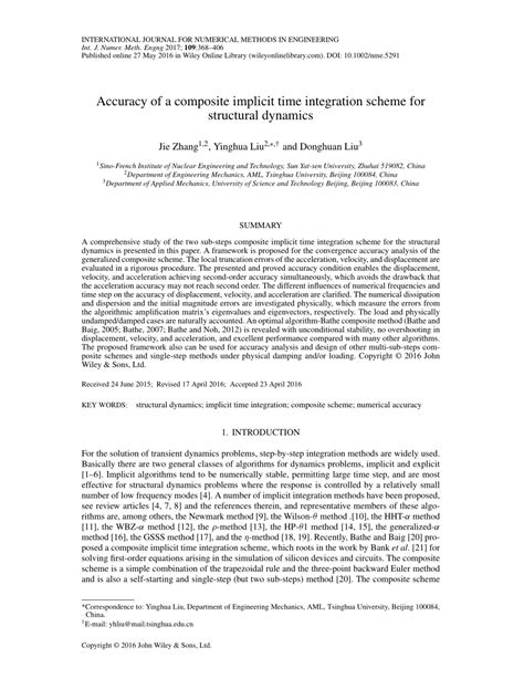 Pdf Accuracy Of A Composite Implicit Time Integration Scheme For