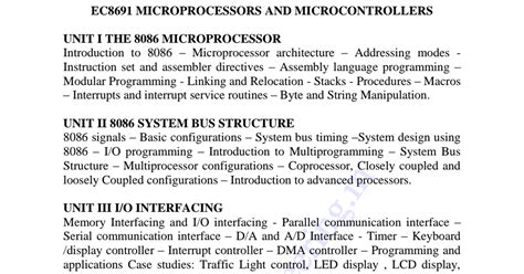 Ec8691 Microprocessors And Microcontrollers By Pdf