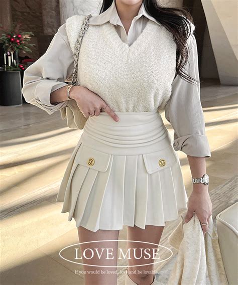 럽뮤즈 [🌟겨울필수 꼭소장ෆ] 오먼트 니트 브이넥 베스트 Vest