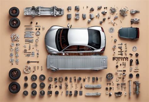 Poster Illustration View View Exploded Lay Top Vehicle Automobile Car