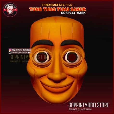 3d Printer Files 3mf File Tung Tung Tung Sahur Mask Halloween Cosplay Free Stl