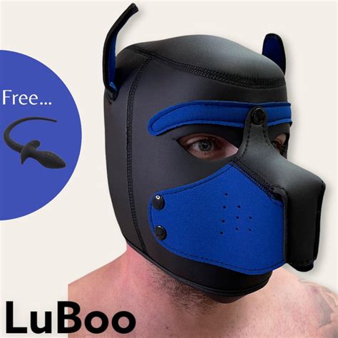 Blue Pup Play Hood Gimp Mask Dog Puppy Bondage Bdsm Cosplay Etsy