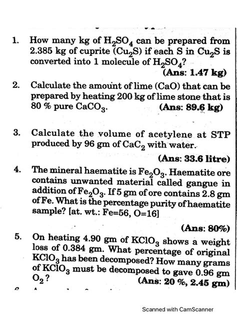 Stoichiometry Practice Questions Pdf
