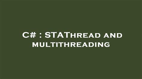 C Stathread And Multithreading Youtube